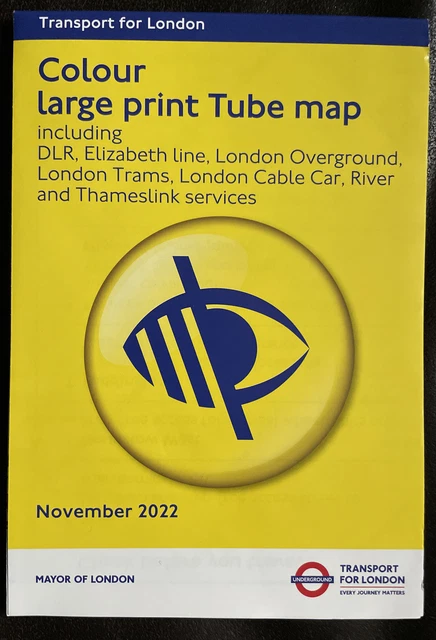 LARGE PRINT LONDON Underground Tube Map - NEW Nov 2022 TFL Elizabeth ...