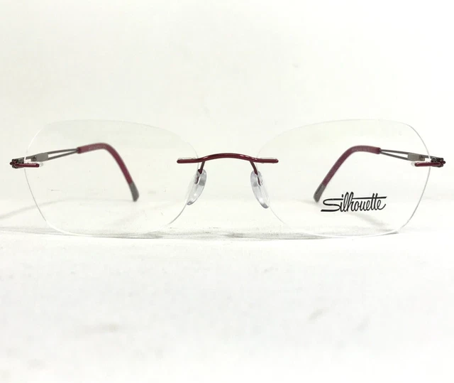 SILHOUETTE EYEGLASSES FRAMES 5521 FC 3040 Red Rectangular Rimless 53-17 ...