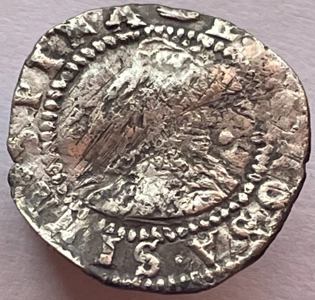 1591-95 ELIZABETH I (1st) silver hammered half groat twopence mm tun ...