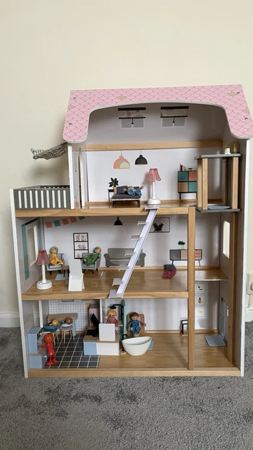 LIDL PLAYTIVE WOODEN Doll House with Accessories Furniture - Excellent ...