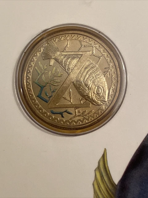 2017 UNC $1 ALPHABET 'Z’ Zany, Zippy, Zest. Zebra Fish COLOURED COIN ON ...