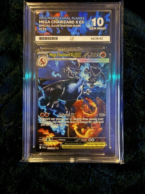 MEGA CHARIZARD X EX #125/094 Phantasmal Flames SIR Ace 10 - Perfect ...