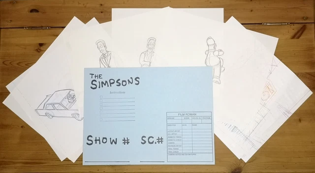 ORIGINAL THE SIMPSONS Production Art Drawings Folder Mixed Animation ...