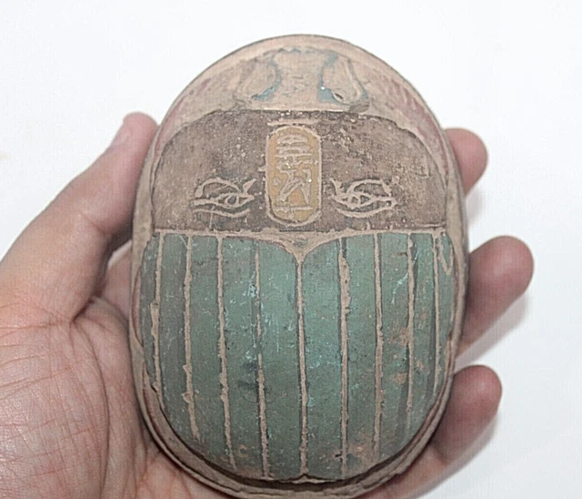 RARE ANCIENT EGYPTIAN ANTIQUE Tomb Scarab With Horus Eye Protection ...