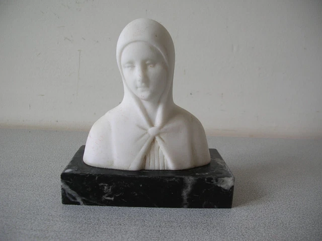 ANCIENNE STATUE CATHOLIQUE buste de la Vierge Marie en pierre sur ...