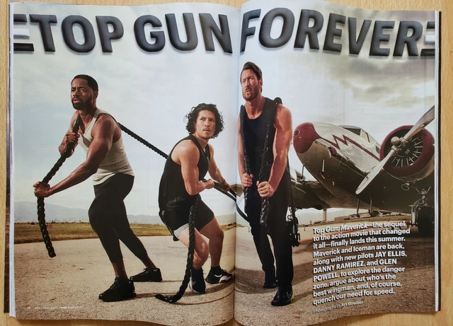 TOP GUN DANNY Ramirez, Jay Ellis, Glen Powell Mens Health Magazine May ...