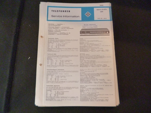 ORIGINAL SERVICE MANUAL Schaltplan Telefunken Opus Hifi 6060 EUR 11,90 ...