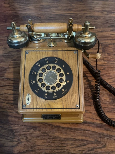 VINTAGE THOMAS LIMITED Edition Desk Telephone Oak Table-top Push Button ...