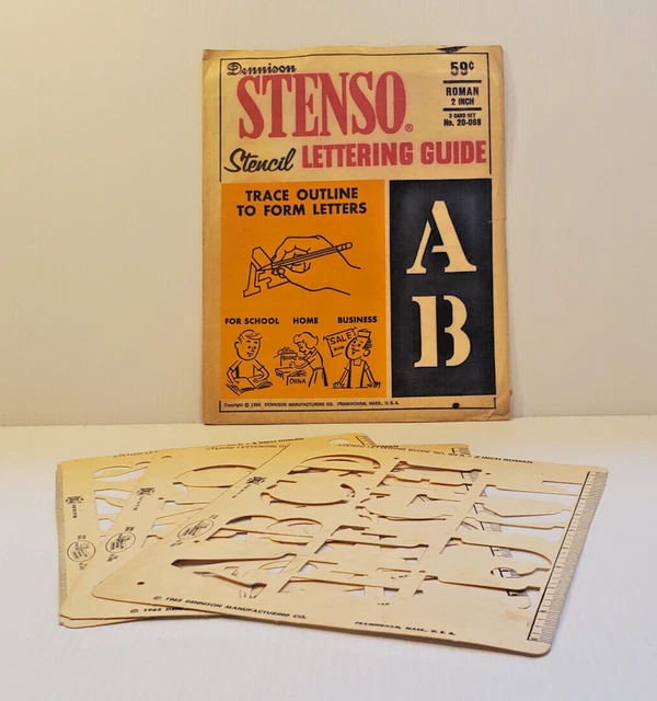 1964 STENSO STENCIL Lettering Guide Set Number 20-068 Ottenheimer ...