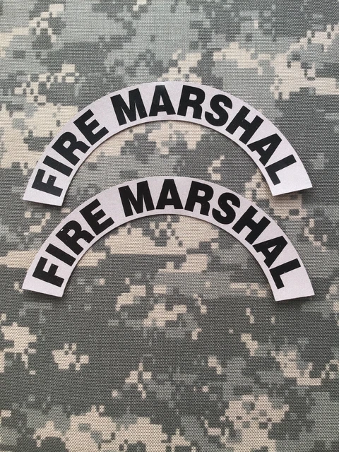 PAIR OF EMS/ Fire Helmet Crescent Decals: Fire Marshall Silver / Black ...
