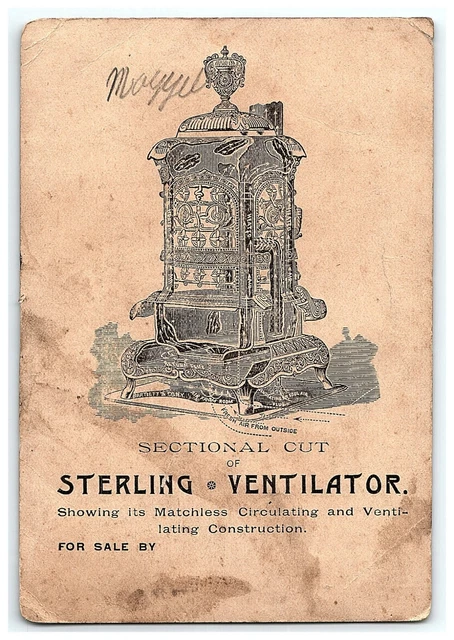 1880S-90S STERLING STOVES Card Trade Victorian Ranges Ventilator Lovely ...
