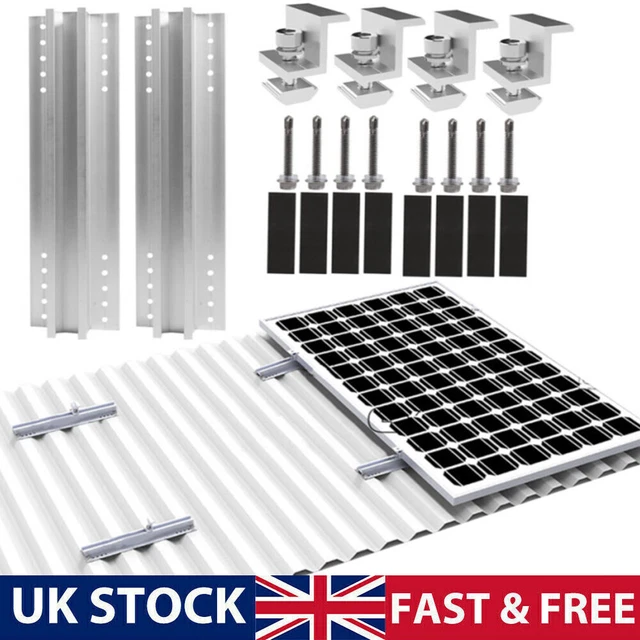 SOLAR PANEL RAIL Bracket Mounting Parts Aluminium Alloy Fixing Mid/End ...