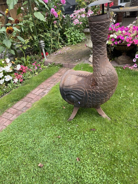 CAST IRON KOI Carp Fish Chiminea Wood Garden Burner £250.00 - PicClick UK