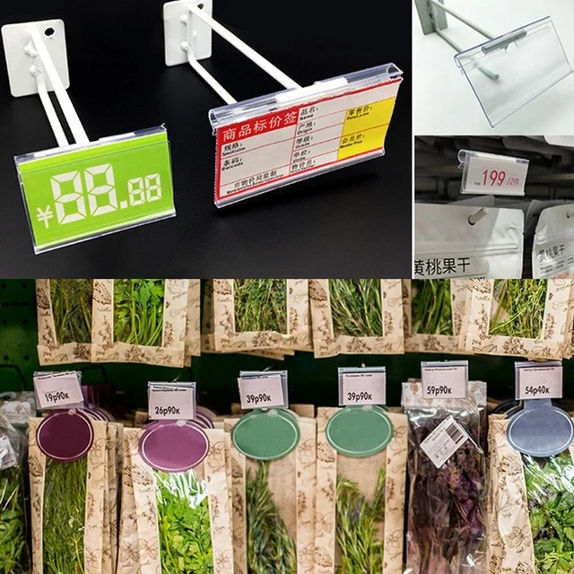 50PCS PLASTIC PRICE Tag Holder Price Tag Display Holders Supermarket ...