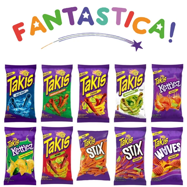 TAKIS FUEGO, BLUE Heat, Nacho Xplosion, Dragon Sweet Chilli Extreme Hot ...