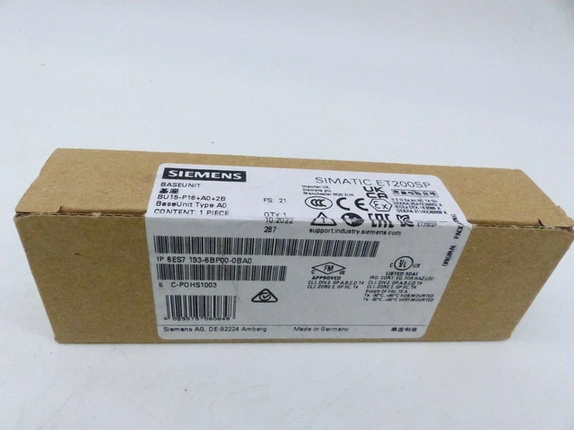 SIEMENS SIMATIC S7 Base Unit Type A0 6Es7 193-6Bp00-0Ba0 Es: 21 (6420Z ...