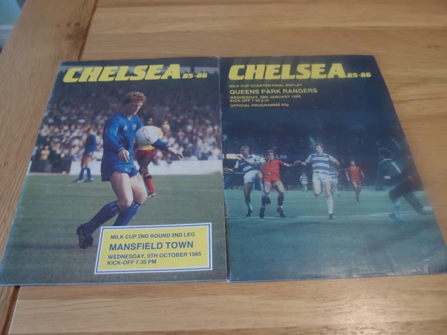 2 VINTAGE CHELSEA FC Match Day Programmes milk cup. 1985/86 £6.50 ...