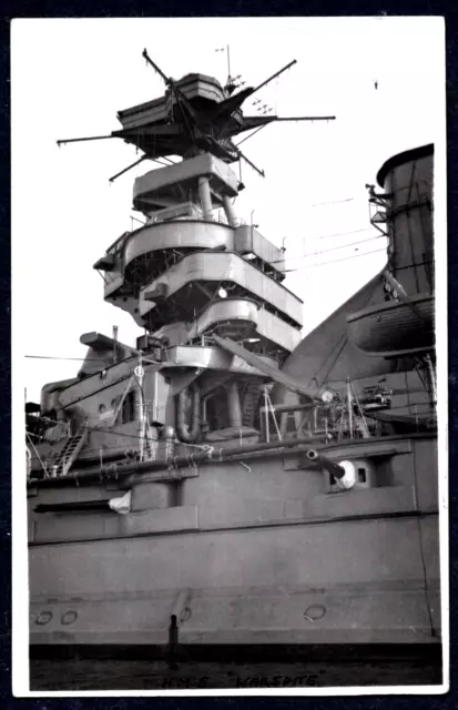 RP POSTCARD ROYAL NAVY BATTLESHIP HMS WARSPITE TOWER MAST JUTLAND c1940 ...