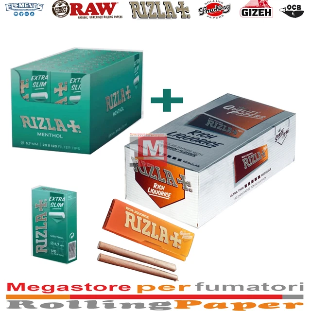 CARTINE RIZLA LIQUORICE Corte Regular + Filtri Rizla Mentolo Ultra Slim ...