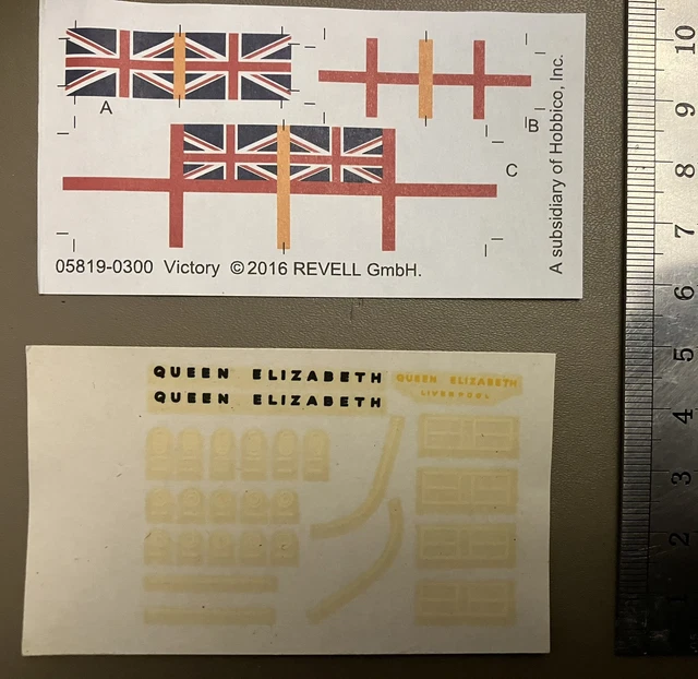VINTAGE QUEEN ELIZABETH Ship Decals & HMS Victory Paper Flags : Kit ...