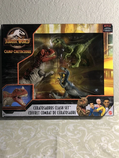 JURASSIC WORLD CAMP Cretaceous Ceratosaurus Clash Set Dinosaur Park New ...