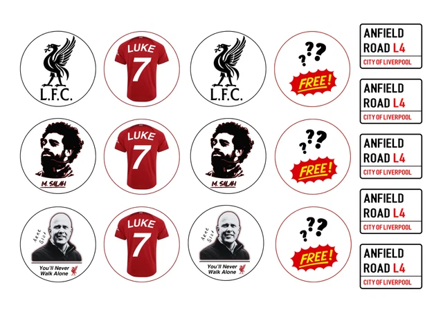 LIVERPOOL FC CUPCAKE Topper Pre Cut - Personalised LFC Cupcake Topper £ ...
