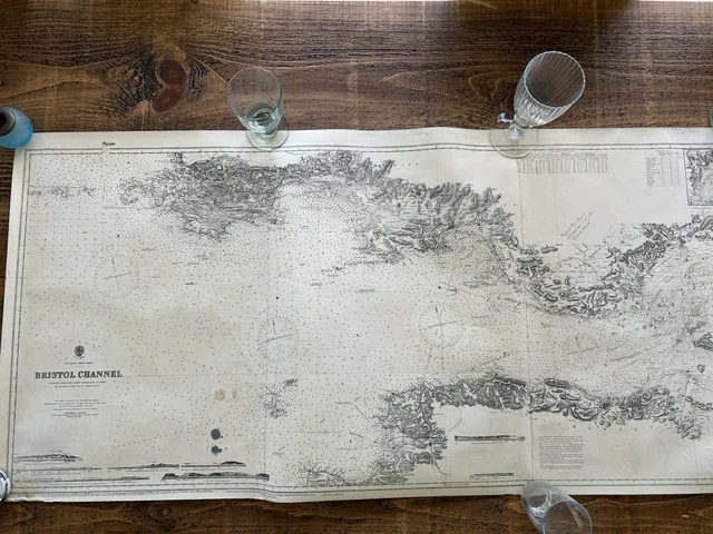VINTAGE 1946 NAUTICAL Admiralty Map Bristol Channel no 1179 - Very ...