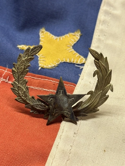 RARE CIVIL WAR Confederate Csa Texas Star With Wreath Headgear Badge ...