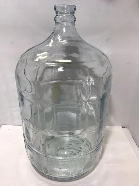 VINTAGE CRISA 5 Gallon Clear Glass Bottle Jar Rare Blue Tint Checkered ...