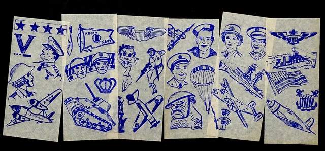 VINTAGE 1940'S WW2 Military TATTOO FLASH ART Anchor BATTLESHIP Sailor ...