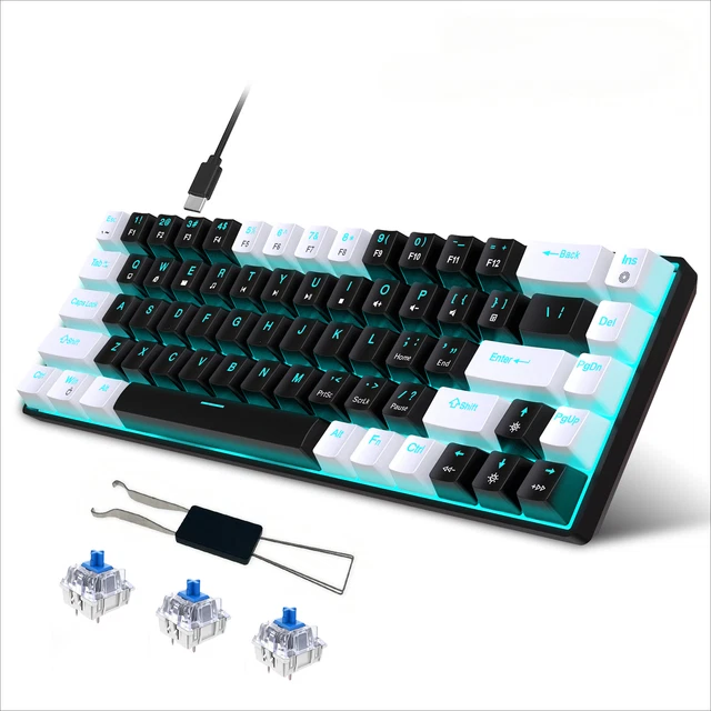 GAMING KEYBOARD, BACKLIT Compact 68 Keys Wired Office Keyboard with ...