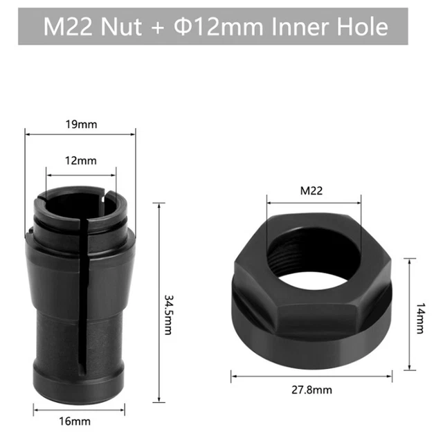 IMPROVE YOUR MILLING Cutter with M22 Nut 12mm Collet Easy to Install ...