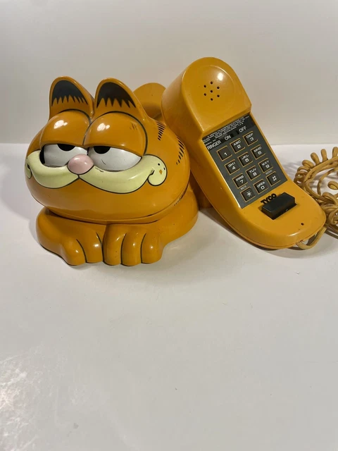 GARFIELD (TYCO 1981) Landline Telephone Eyes Open & Close with Handset ...