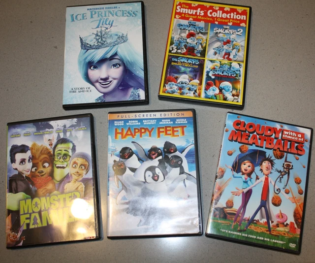 FIVE DVDS - Cartoon/Animated Collection - Happy Feet, Smurfs, Monster ...