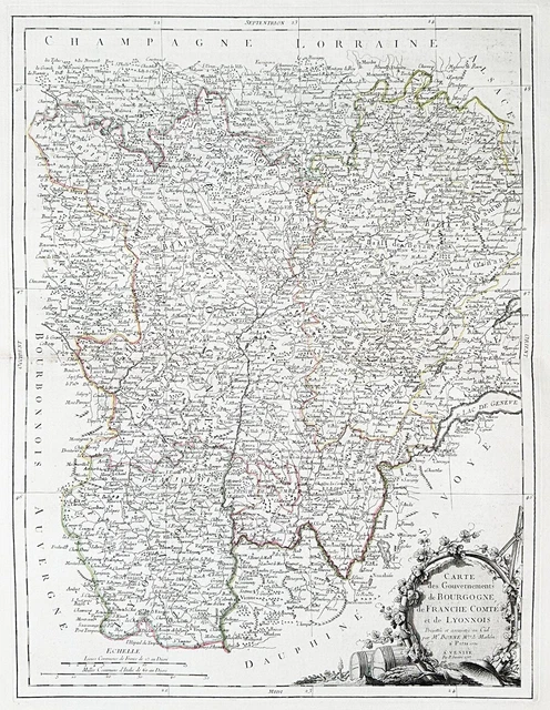 BOURGOGNE FRANCHE COMTE Lyon Lyonnais Map Engraving Santini 1777 £43.08 ...