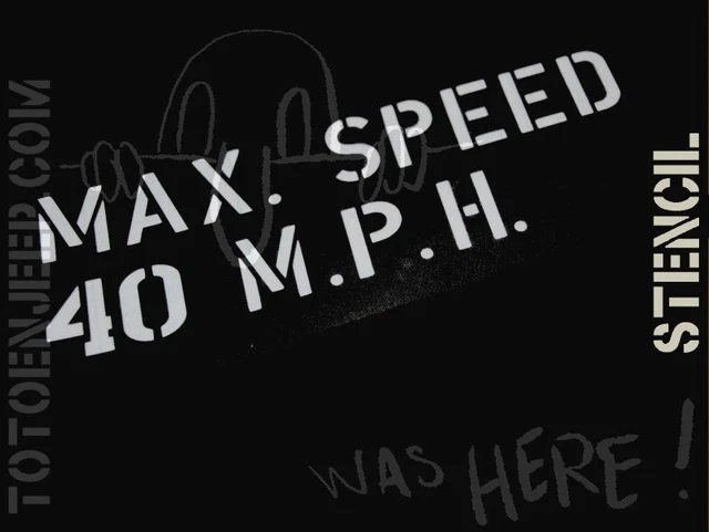 POCHOIR STENCIL MARQUAGE VITESSE MAX SPEED 40 1 POUCE jeep willys gpw ...