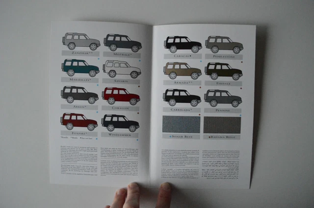 1990S LAND ROVER Discovery Colour Chart Dealer Brochure - English - UK ...
