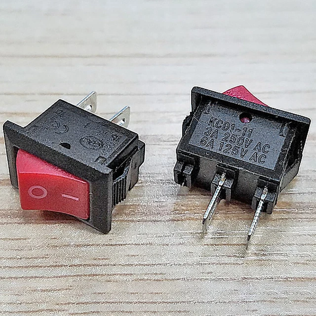KCD1-11 10X15MM MINI rojo 2pin basculante interruptor encendido-apagado ...