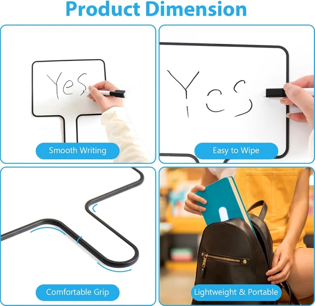 DRY ERASE ANSWER Paddles, 2 Pack Handheld Whiteboard with Magnetic ...