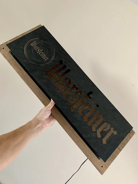 WARSTEINER HEAVY METAL/WOOD Bar Sign 80cm LED Light See Details £200 ...