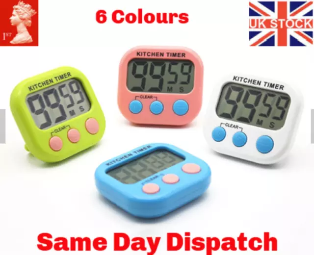 LCD DIGITAL KITCHEN Egg Cooking Timer Count Down Clock Alarm Stopwatch ...