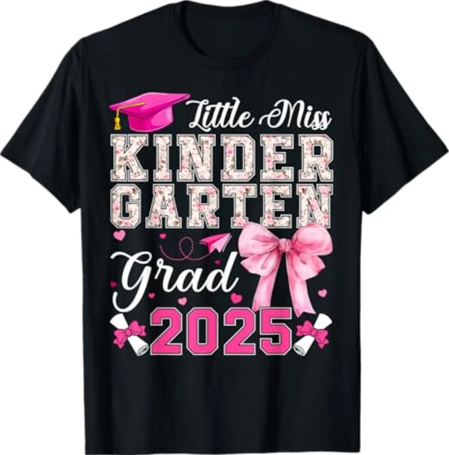 GIRLS LITTLE MISS Kindergarten Grad 2025 Coquette Graduation T-Shirt £ ...