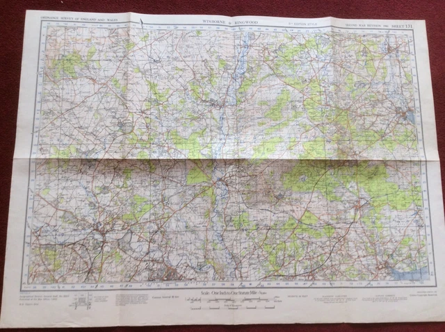 WW2 WAR OFFICE 1942 Military Map Wimborne & Ringwood Dorset Home Guard ...