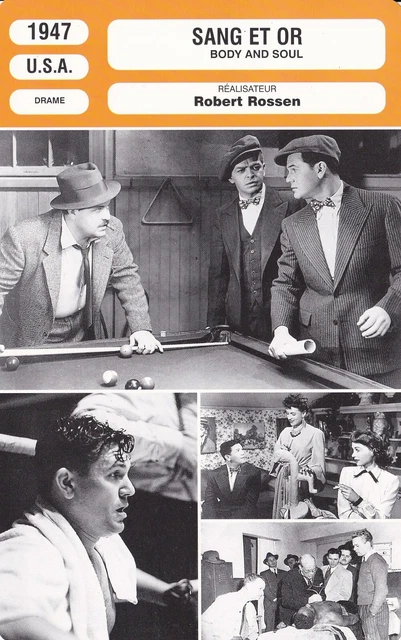 FICHE CINÉMA - ROBERT ROSSEN - SANG ET OR - 1947 EUR 1,00 - PicClick FR