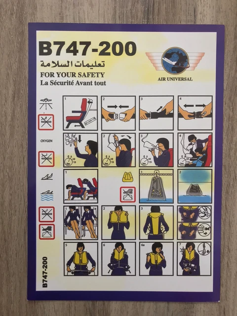 SAFETY CARD AIR UNIVERSAL B747-200 EUR 9,99 - PicClick FR