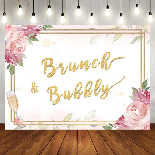 BRUNCH AND BUBBLY Golden and Pink Backdrop for Girl $35.97 - PicClick AU