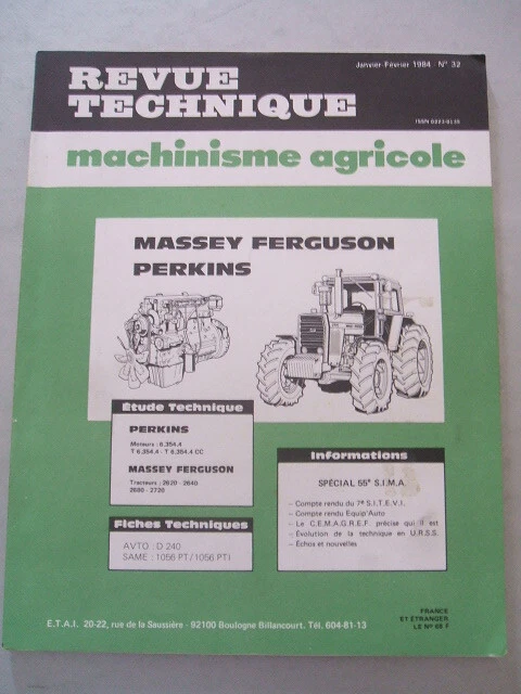 REVUE TECHNIQUE TRACTEUR Massey Ferguson 2620 2640 2680 2720 EUR 49,00 - PicClick FR