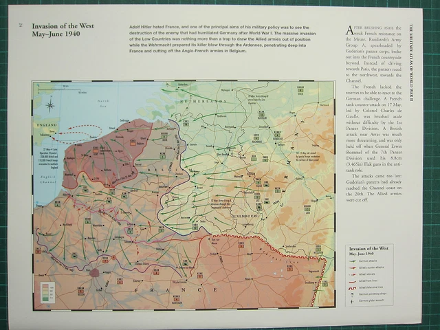 WW2 WWII MAPPA ~ Battle Plan Invasione Di Il West ~ May-Hune 1940 ...