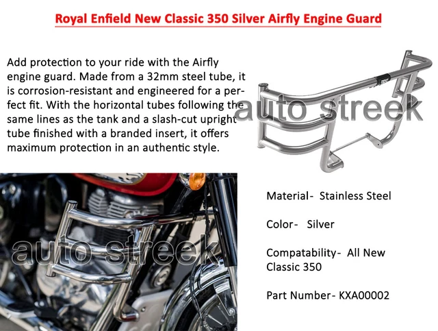 GENUINE ROYAL ENFIELD Classic Reborn 350 Silver Airfly Engine Guard EUR ...