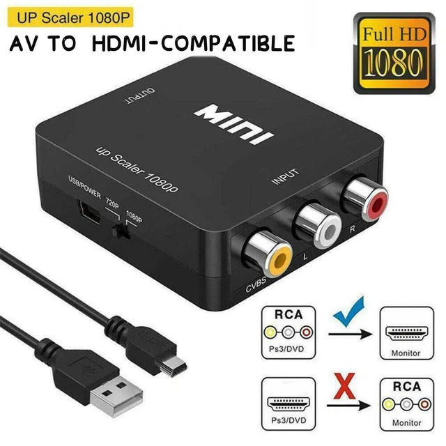 AV TO HDMI-COMPATIBLE Scaler Adapter HD Video Composite NUY Converter ...